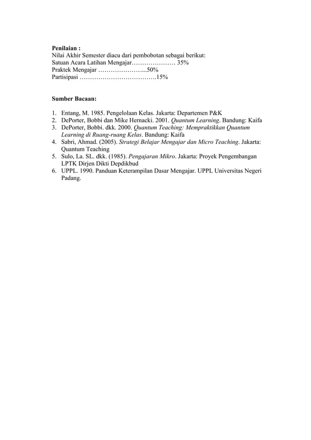 Silabus micro teaching | PDF