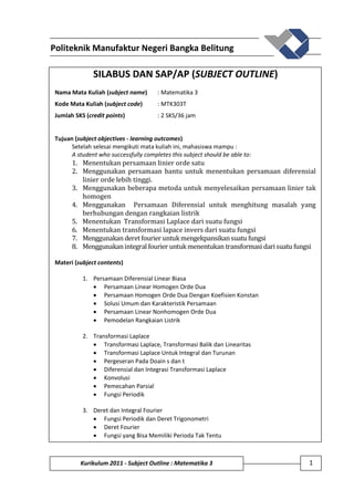 Silabus mtk3 rev | PDF