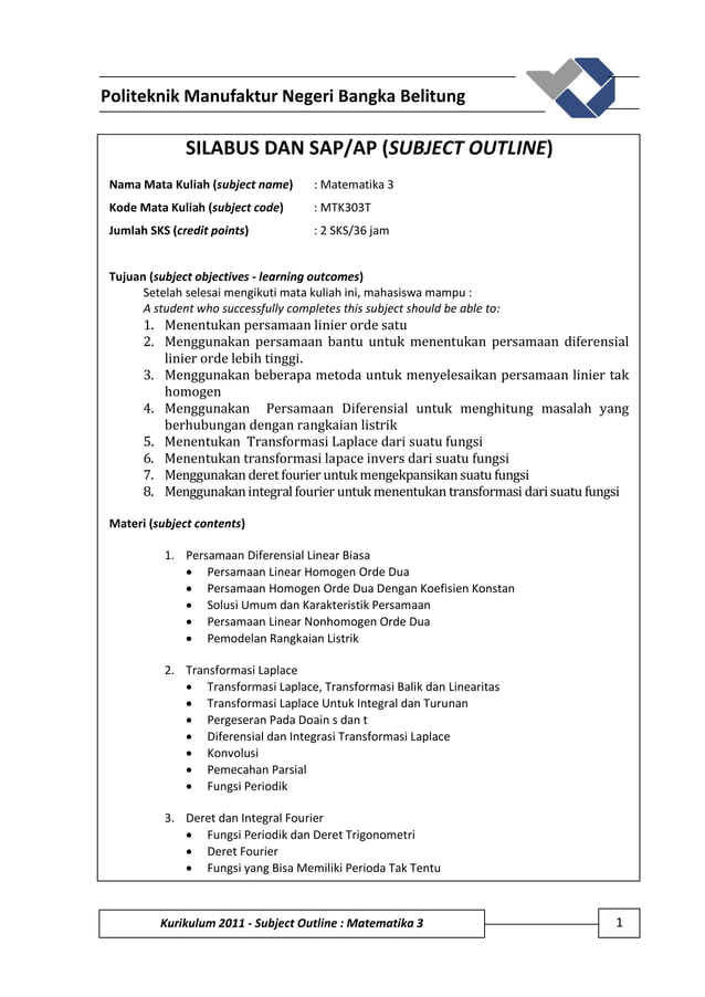 Silabus mtk3 rev | PDF