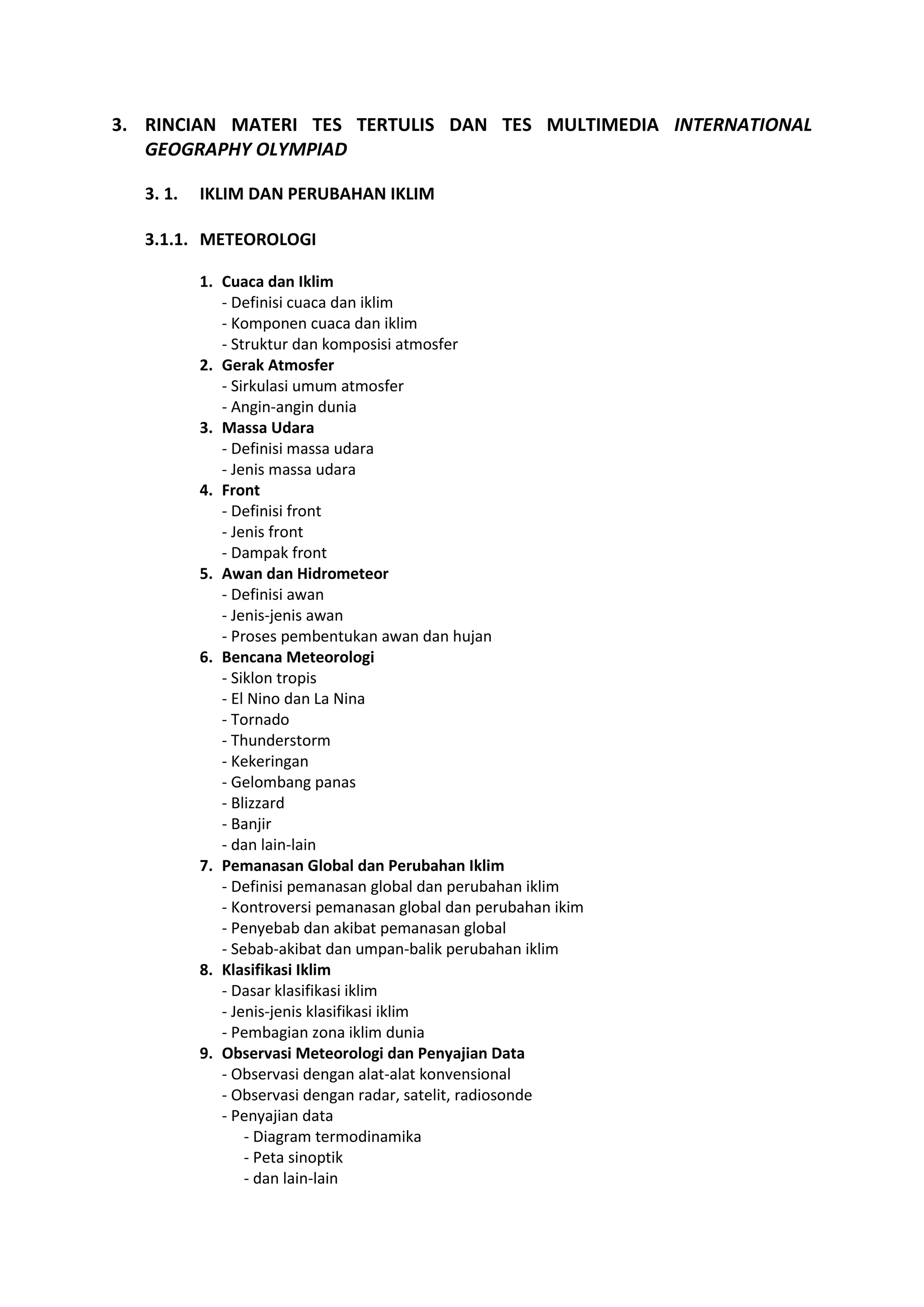Silabus OSN Bidang Geografi | PDF