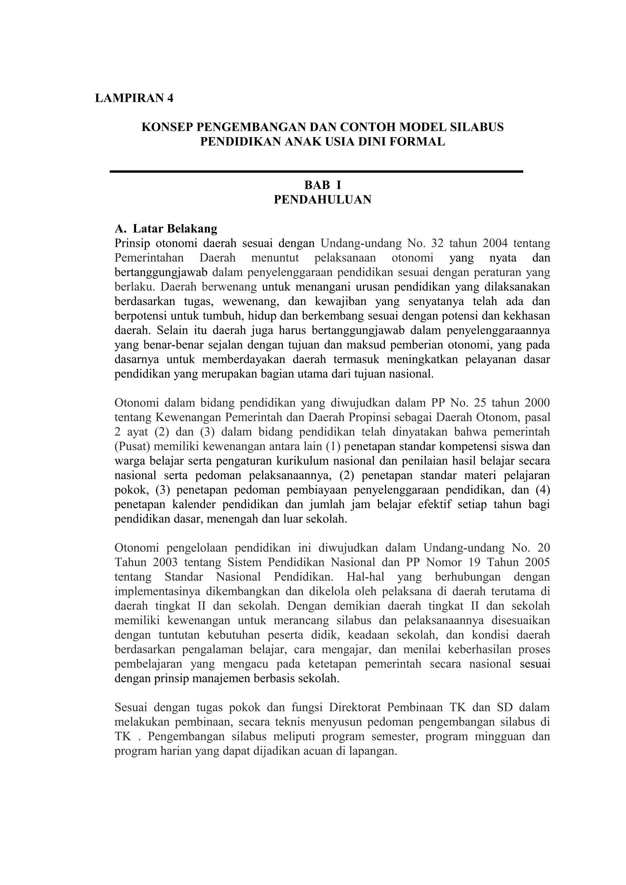 Silabus paud formal | DOC