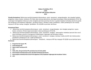 Silabus pendidikan ips sd 2 2015 PGSD Kebumen | PPT