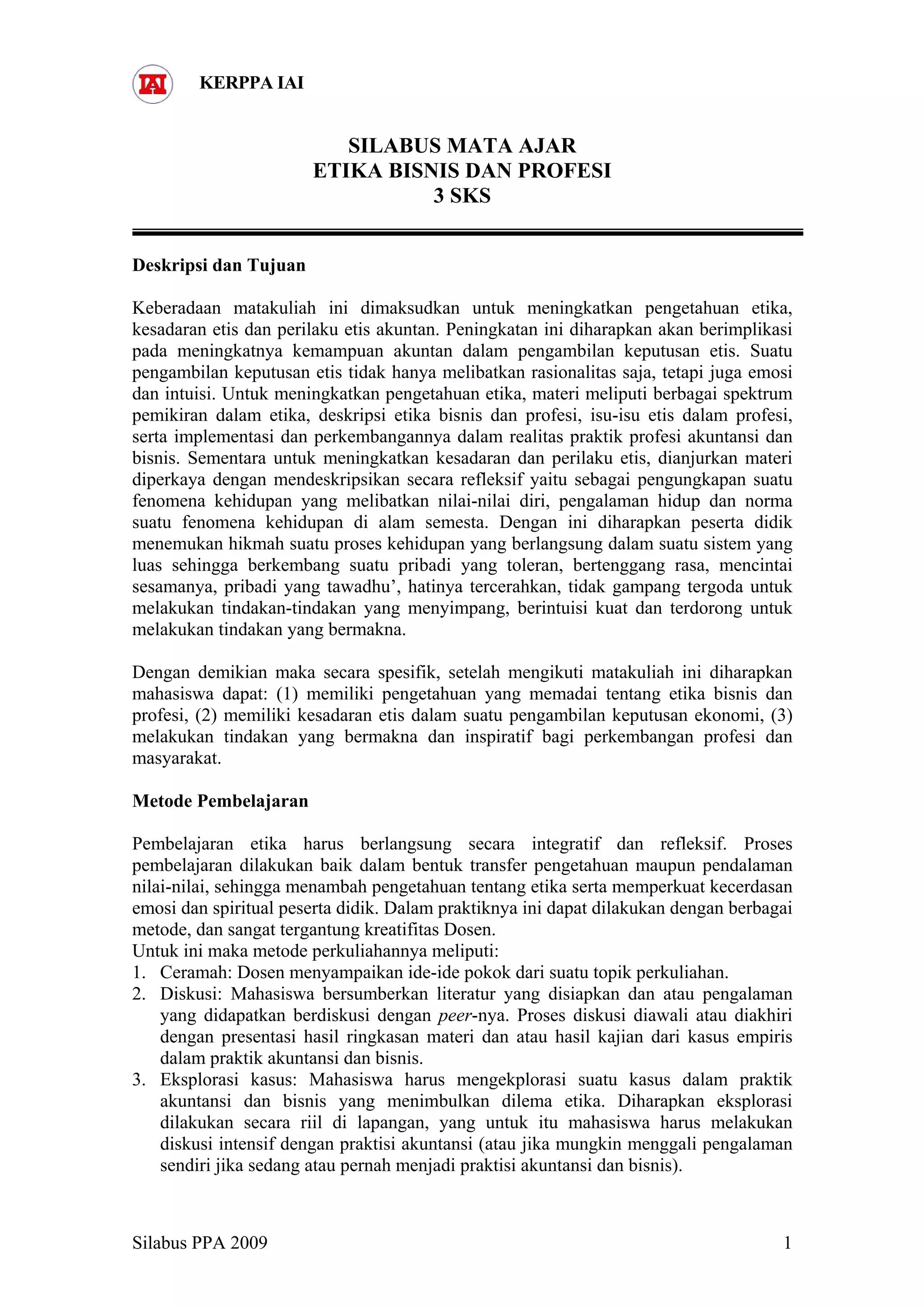 Silabus ppa 2009 | PDF