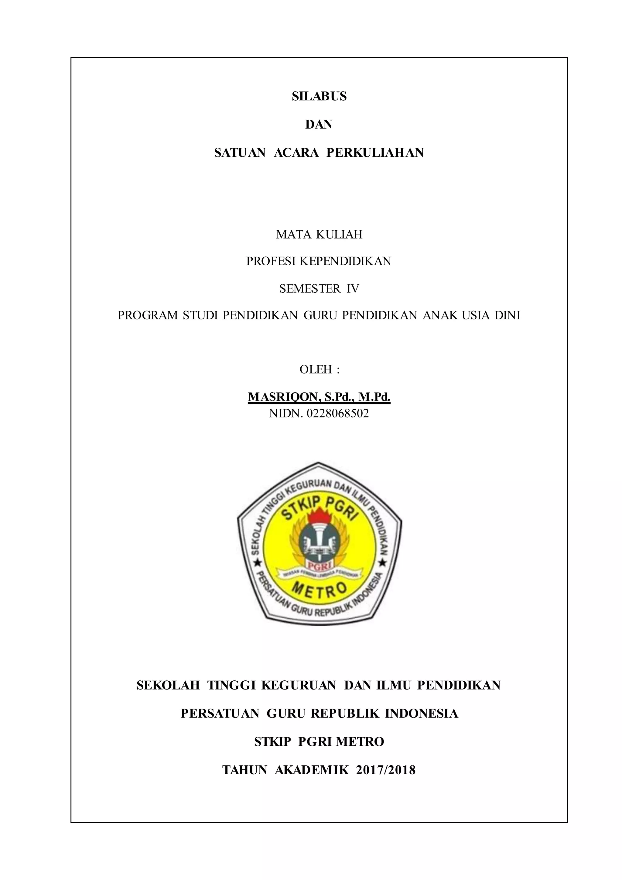 Silabus profesi kependidikan | DOCX