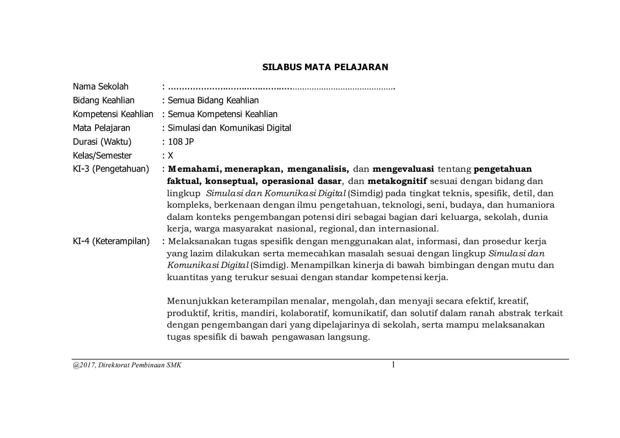 Silabus simdig psmk | DOCX