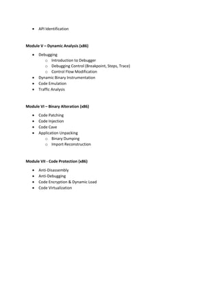 Silabus Training Reverse Engineering | PDF