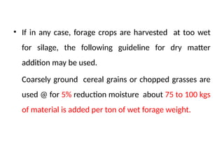silage feeding to ruminants: Ensiling method | PPTX
