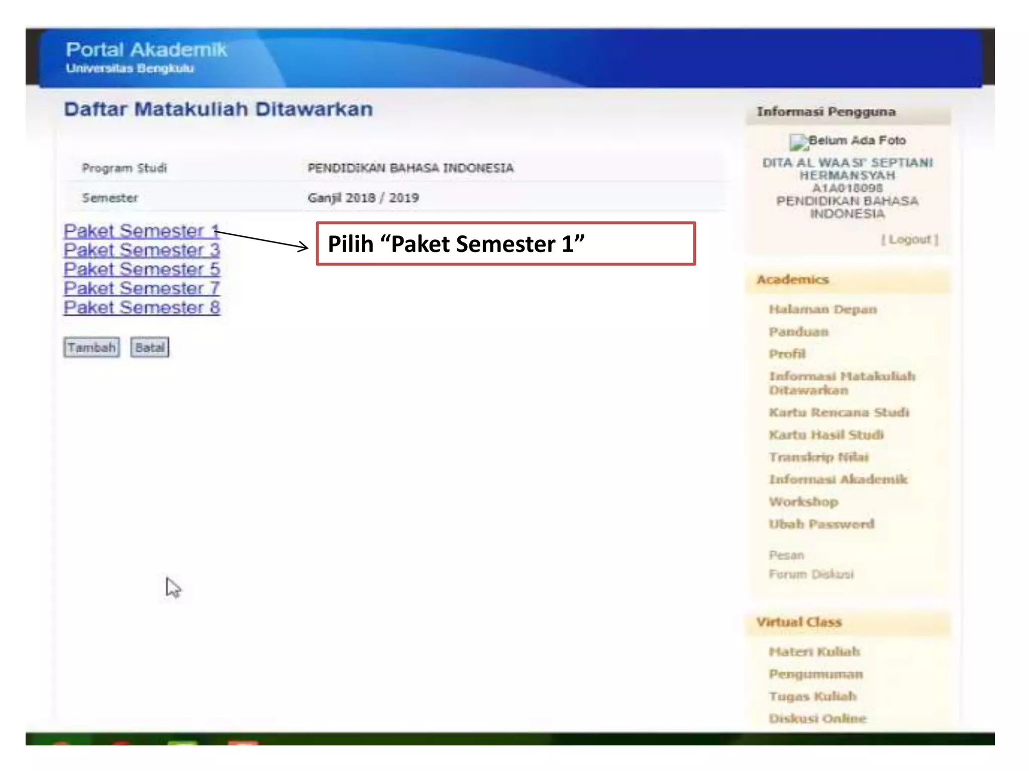 Panduan penggunaan Portal Akademik Bagi Mahasiswa Baru UNIB | PPTX