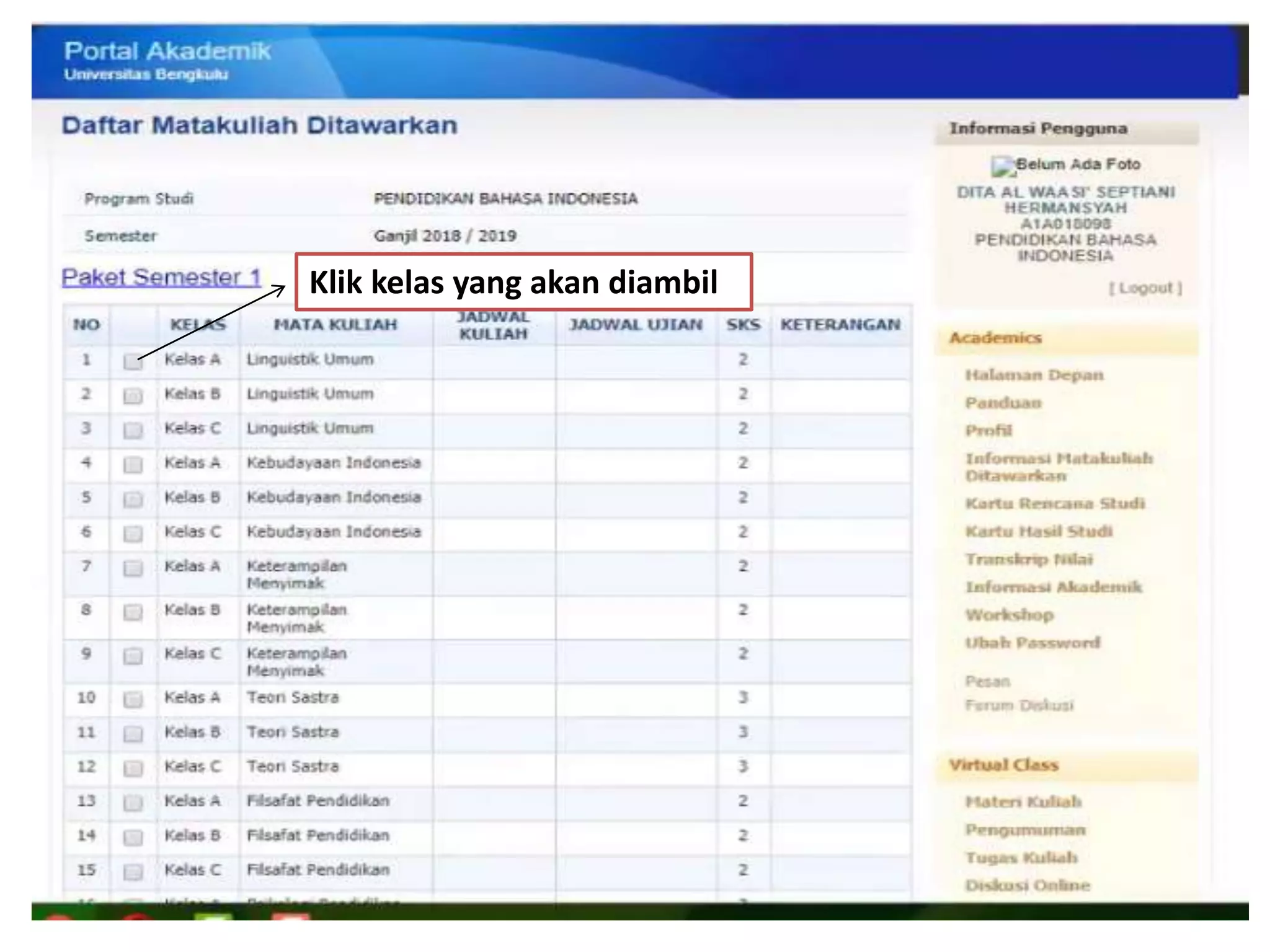 Panduan penggunaan Portal Akademik Bagi Mahasiswa Baru UNIB | PPTX