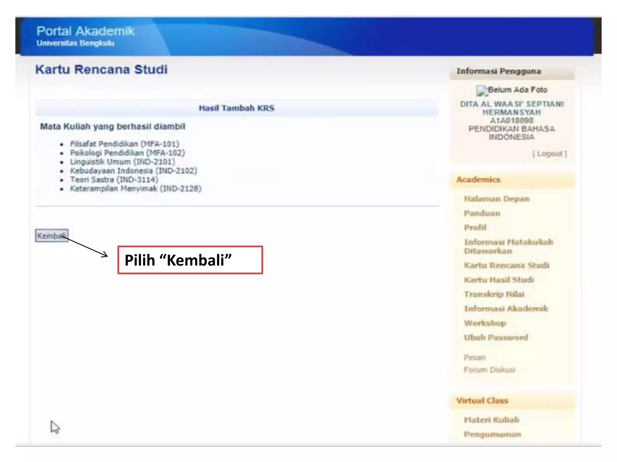 Panduan penggunaan Portal Akademik Bagi Mahasiswa Baru UNIB | PPTX