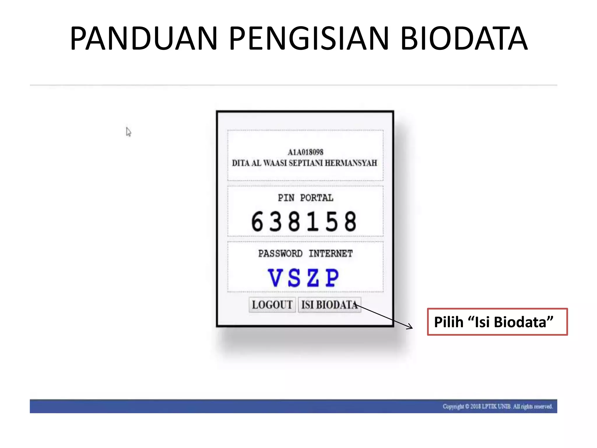 Panduan penggunaan Portal Akademik Bagi Mahasiswa Baru UNIB | PPTX