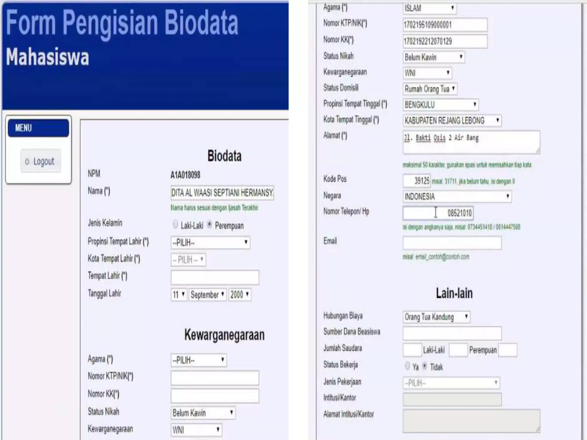 Panduan penggunaan Portal Akademik Bagi Mahasiswa Baru UNIB | PPTX