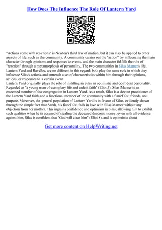 Silas Marner Essay Questions | PDF