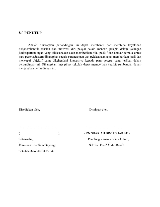 Contoh Kertas Kerja (Paperwork) | DOCX