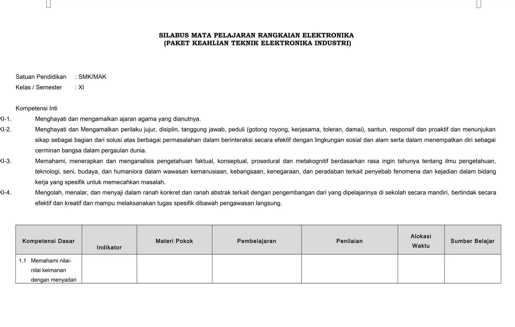Silb rangkaian elektronika-kelas xi 2017-2018 | DOC