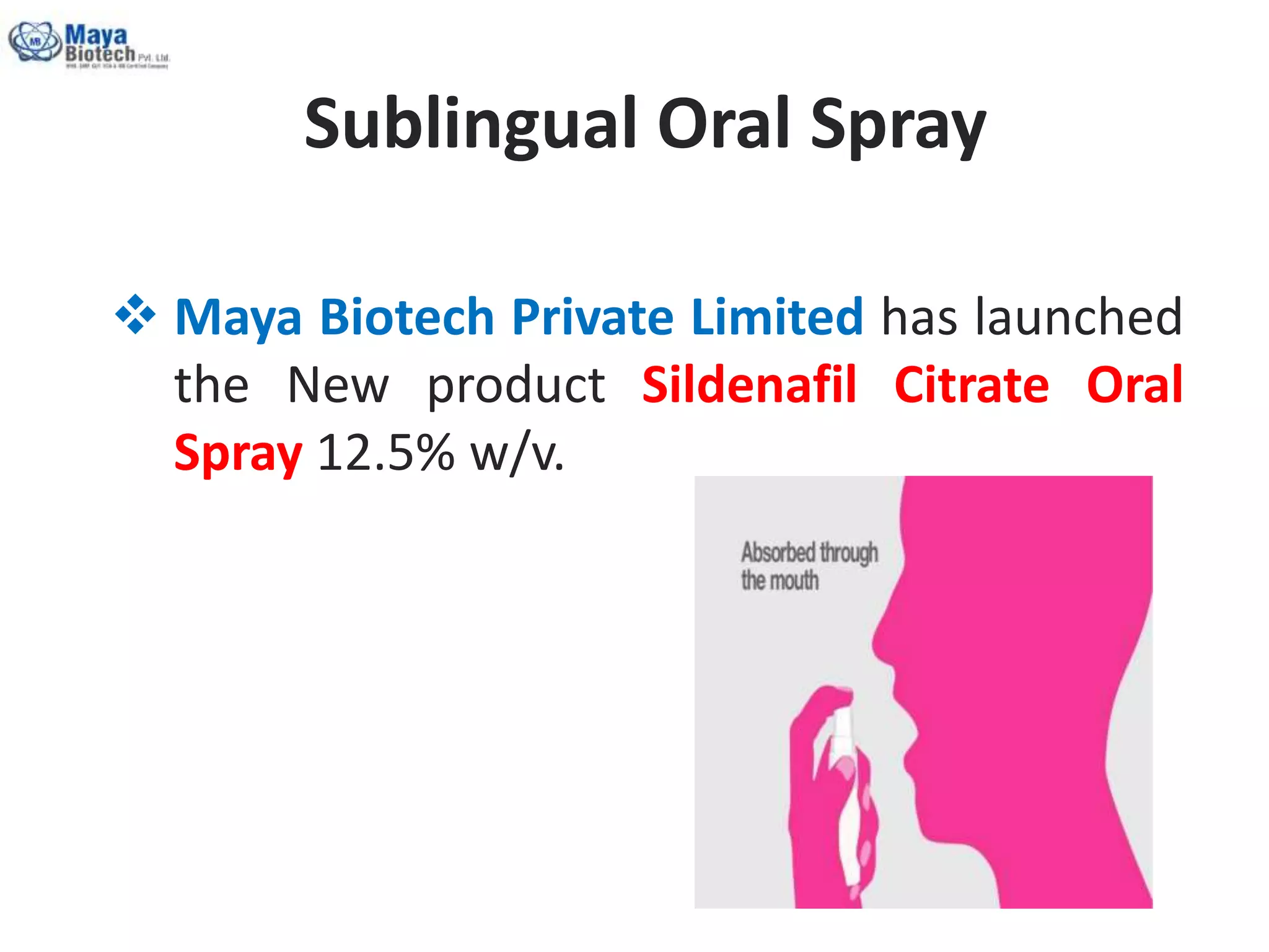 Sildenafil Citrate oral spray contract manufacturer in india | PPTX