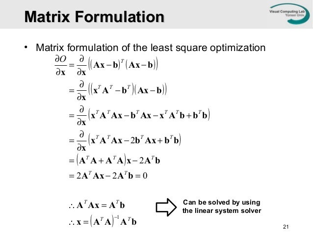 Least Square Optimization And Sparse Linear Solver 