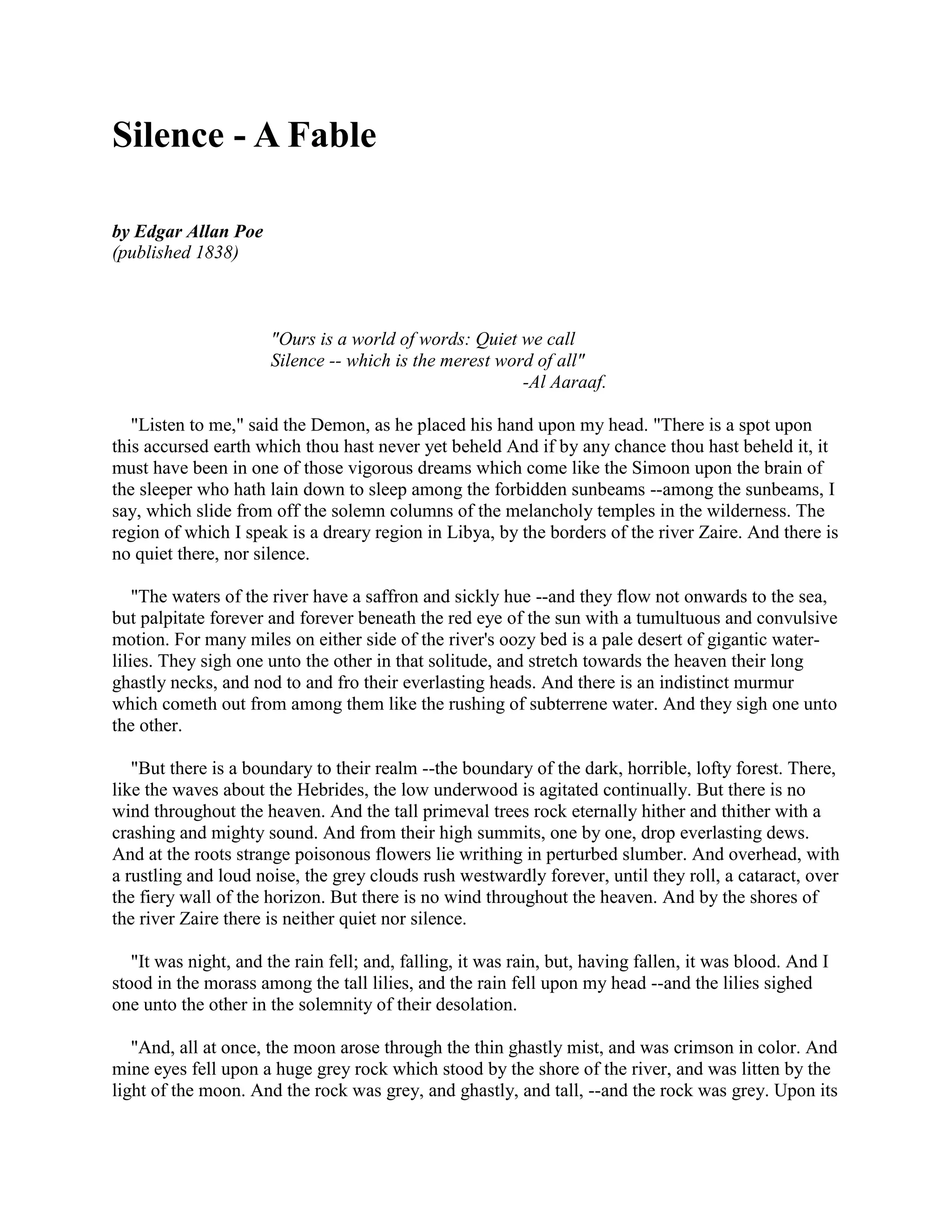 Silence - A Fable by Edgar Allan Poe | DOCX
