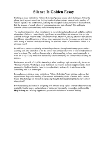 Silence Is Golden Essay | PDF