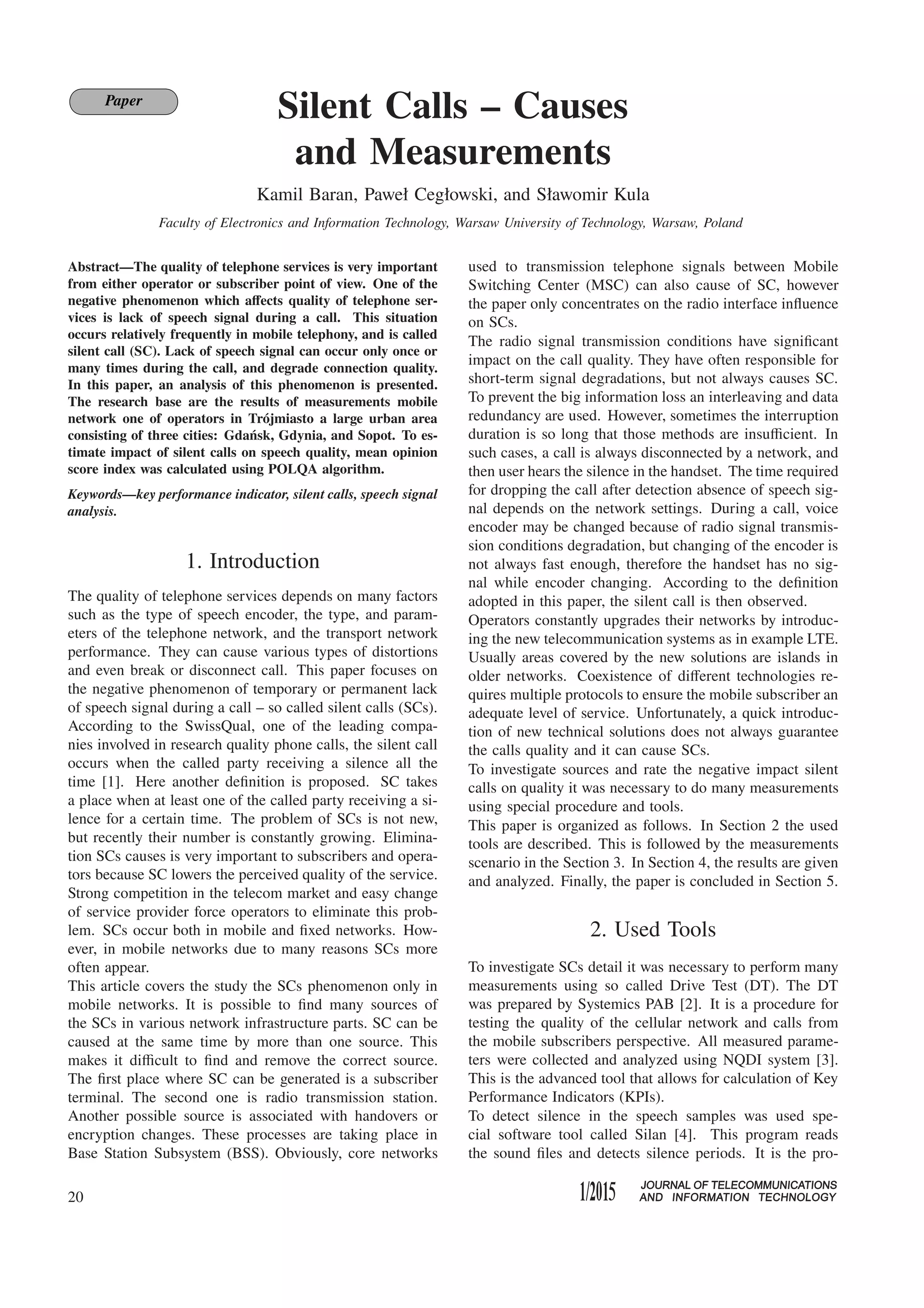 Silent call reason | PDF