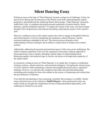 Silent Dancing Essay | PDF