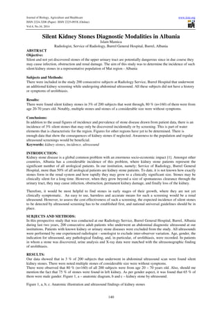 Silent kidney stones diagnostic modalities in albania | PDF