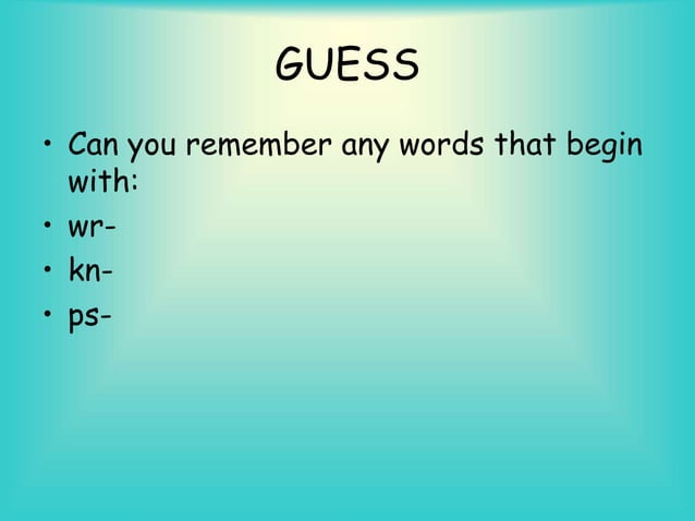 Silent letter ppt | PPTX