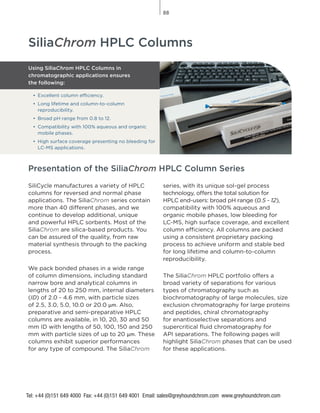 Silia Chrom HPLC Columns Catalogue | PDF
