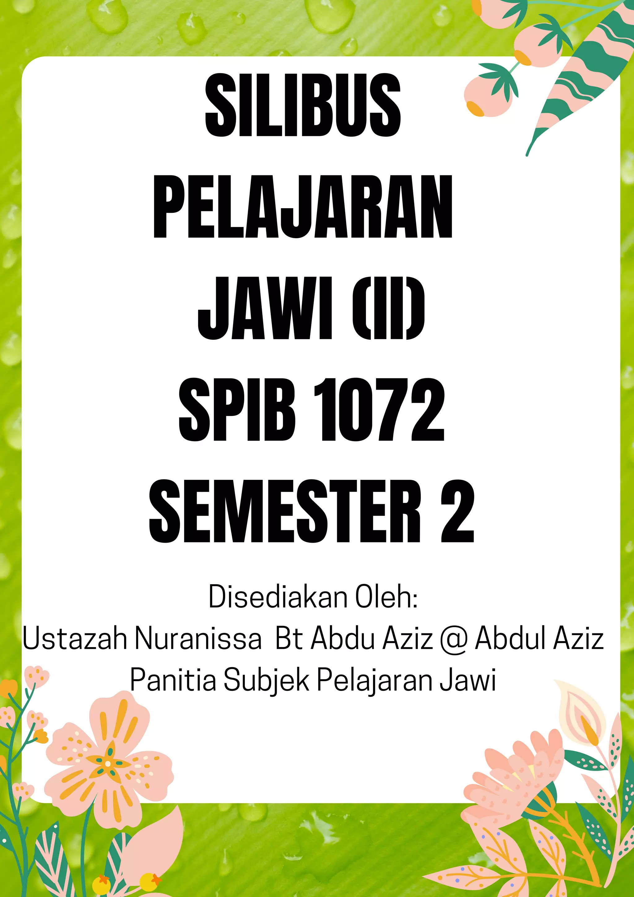 Silibus pelajaran jawi i spib 1052 | PDF