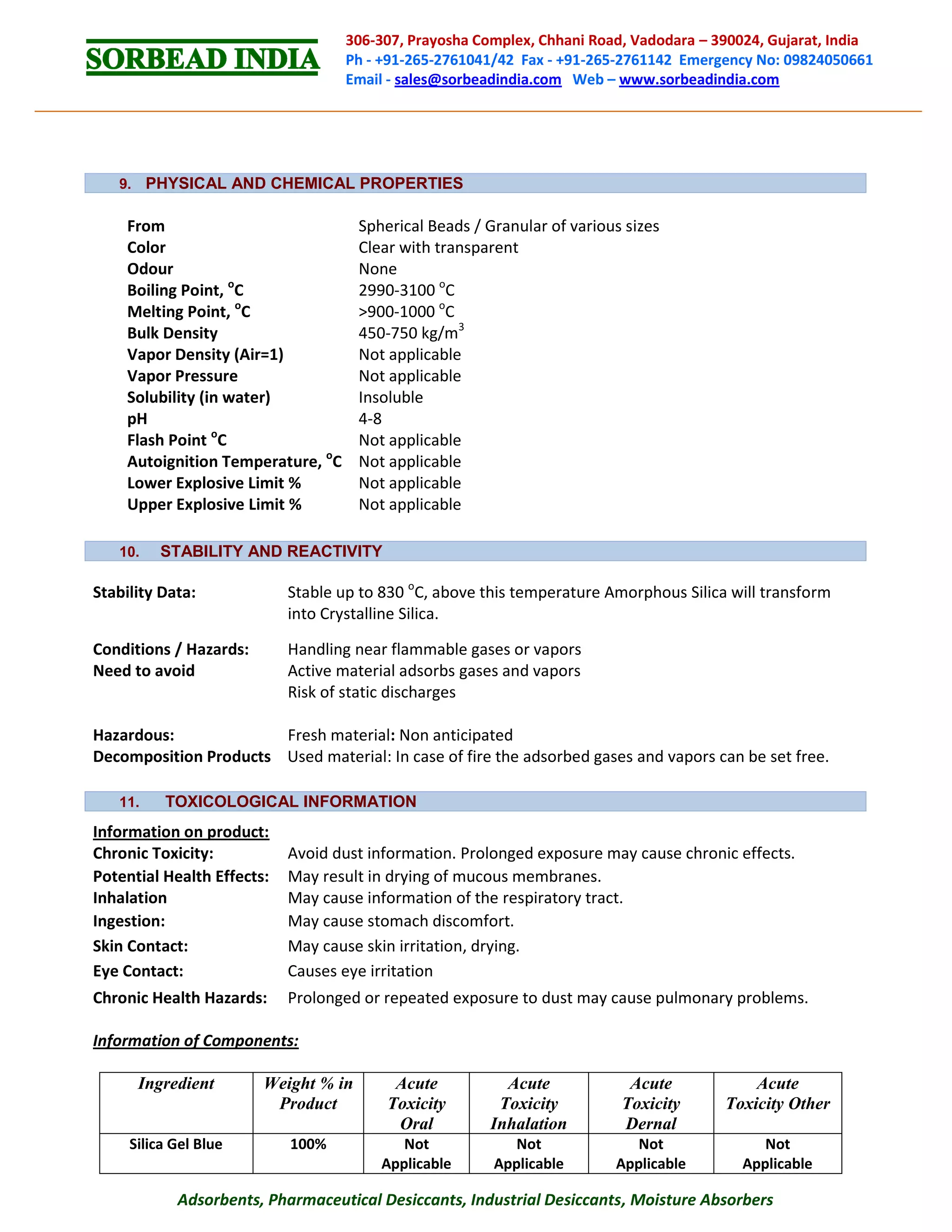 Silica Gel Blue MSDS | PDF