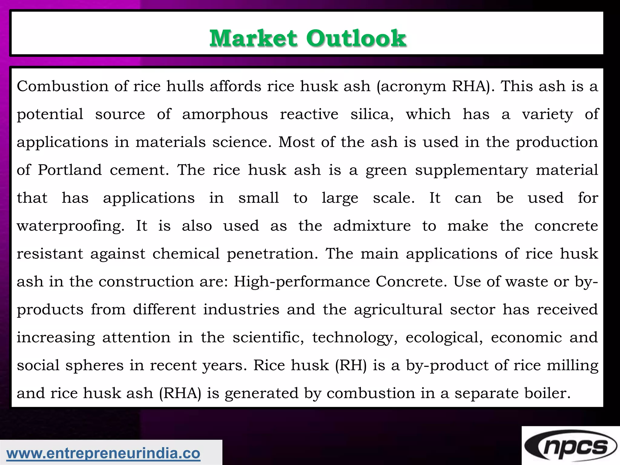 Silica produced from rice husk ash | PPTX