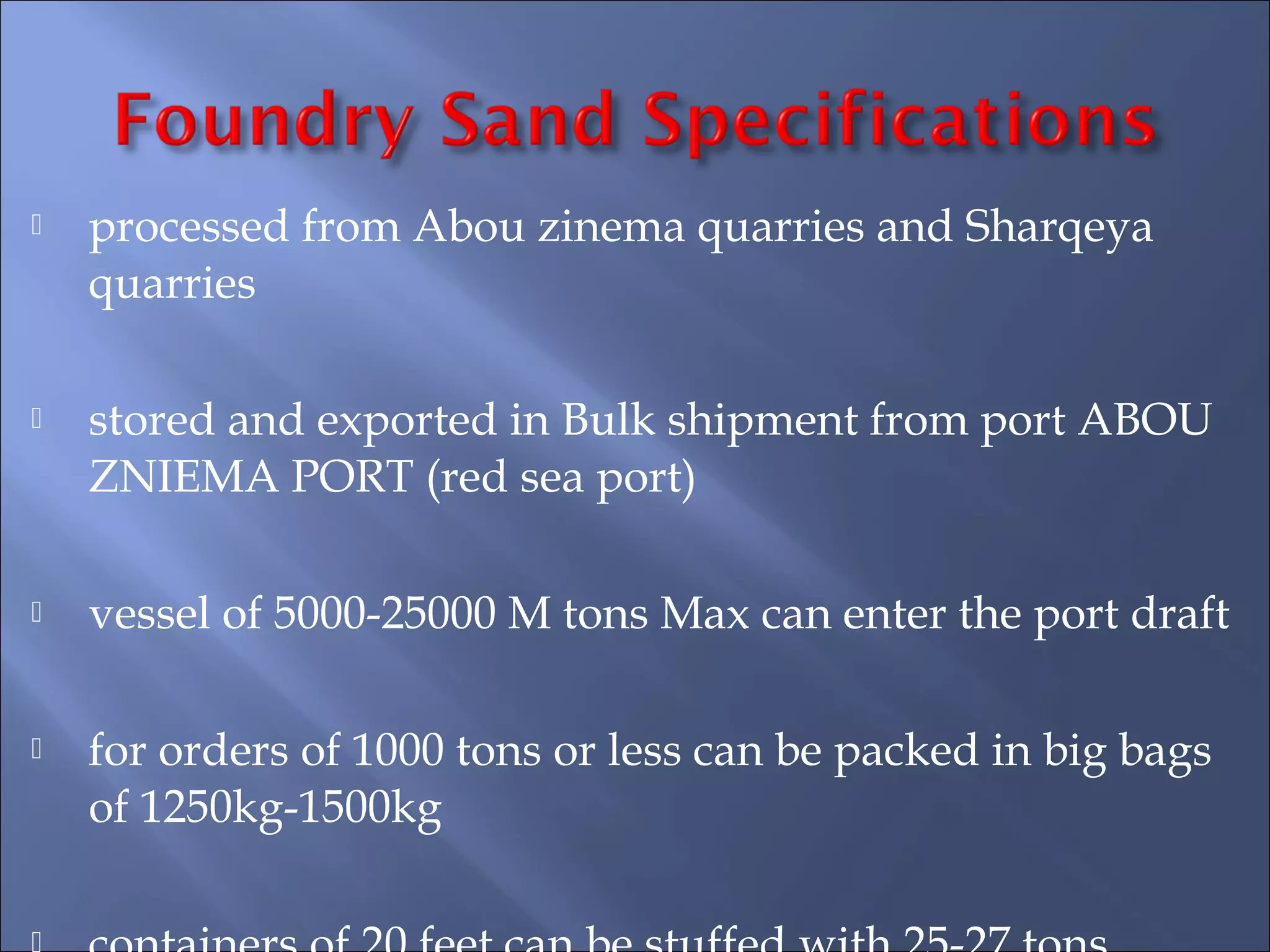 Silica sand for foundries - cairo minerals | PPT