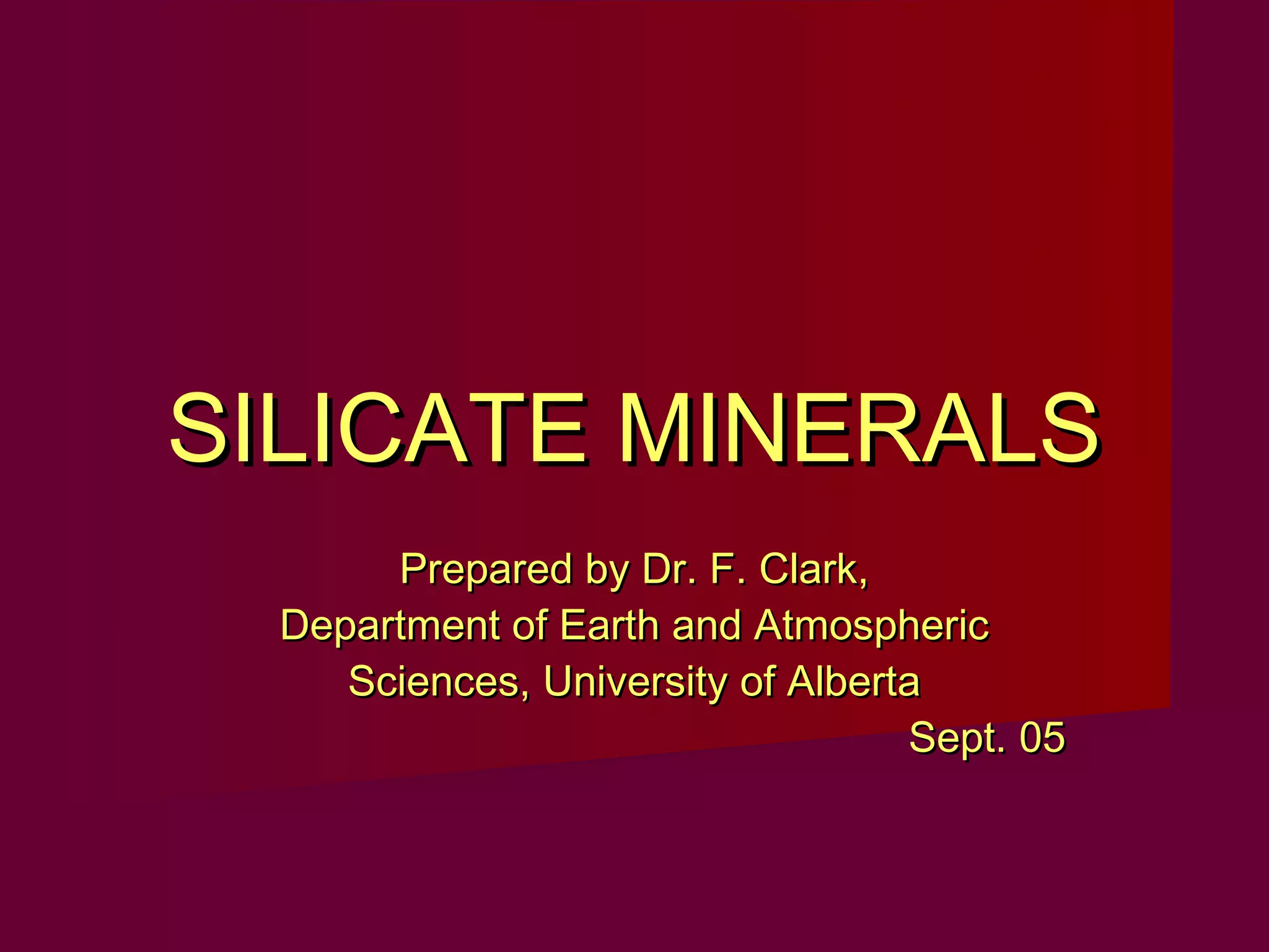 Silicate Minerals Ppt