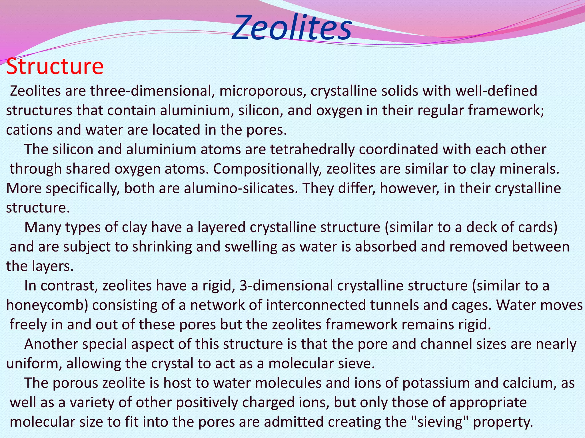 Silicates, classification of silicates Zeolites,application of zeolites ...
