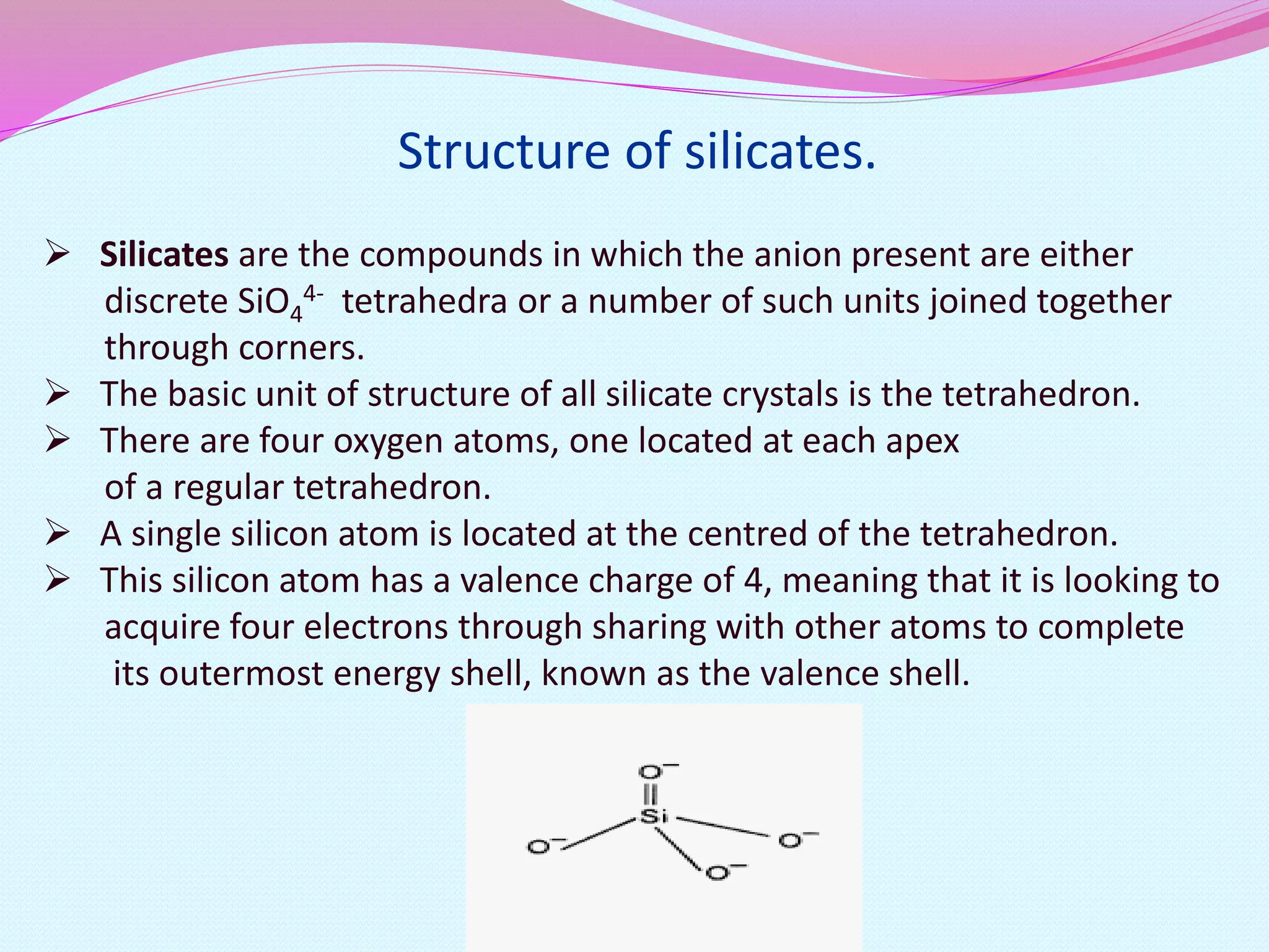 Silicates, classification of silicates Zeolites,application of zeolites ...