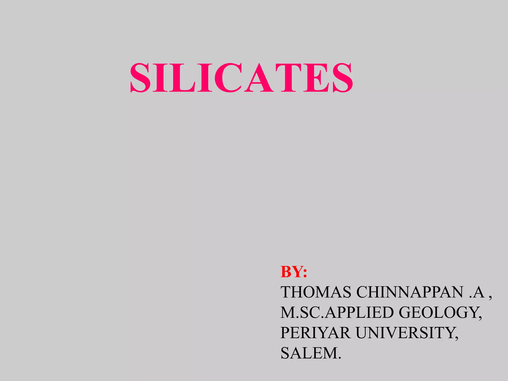 Silicates in geology based | PPT