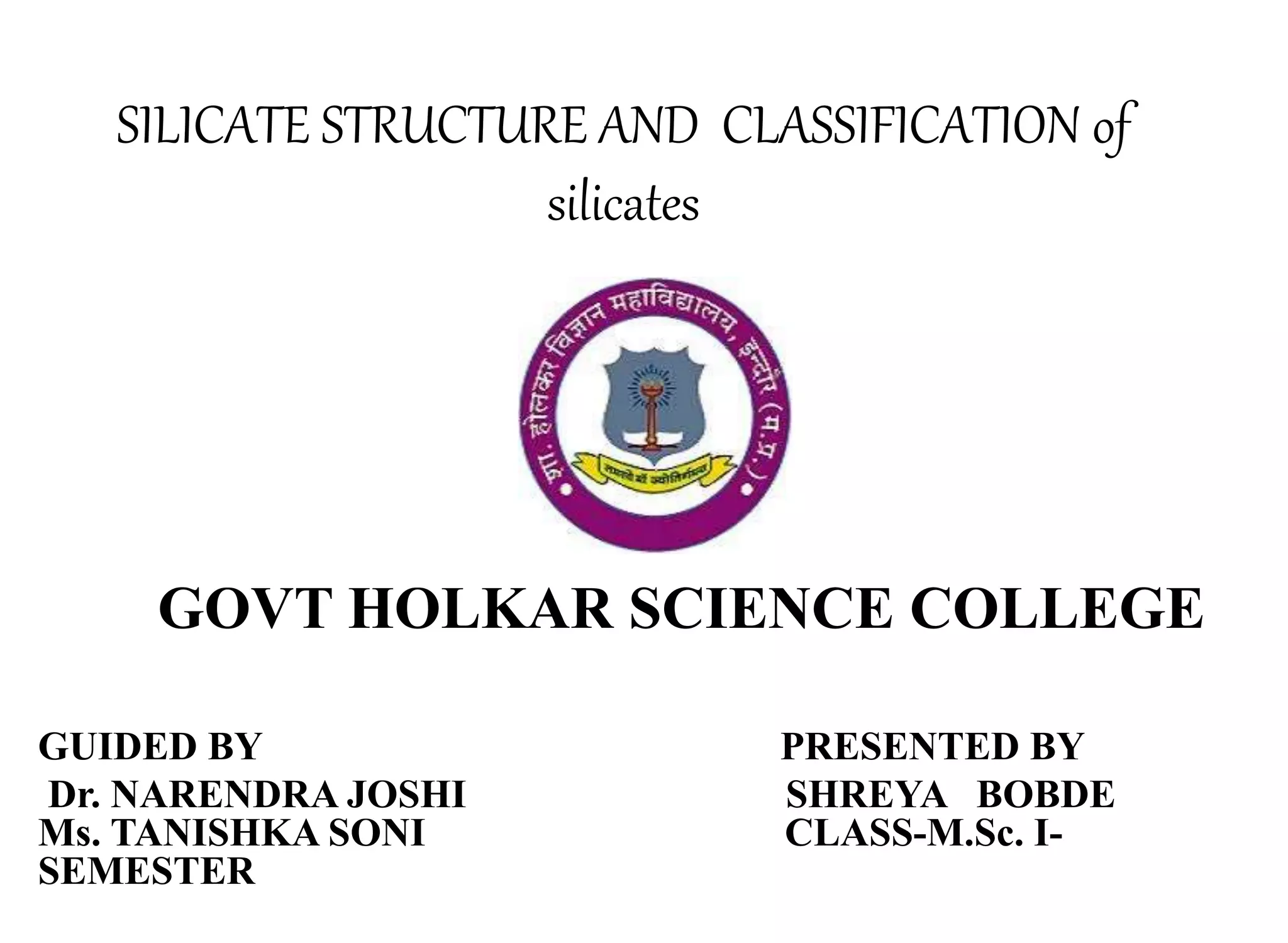 Silicate structure and its classification | PPTX