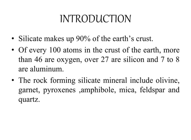 Silicate structure and its classification