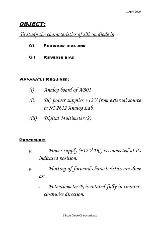 Silicon Diode Exp Doc Physics Science 9601