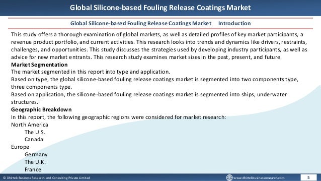 Silicone based fouling release coatings market | PPT