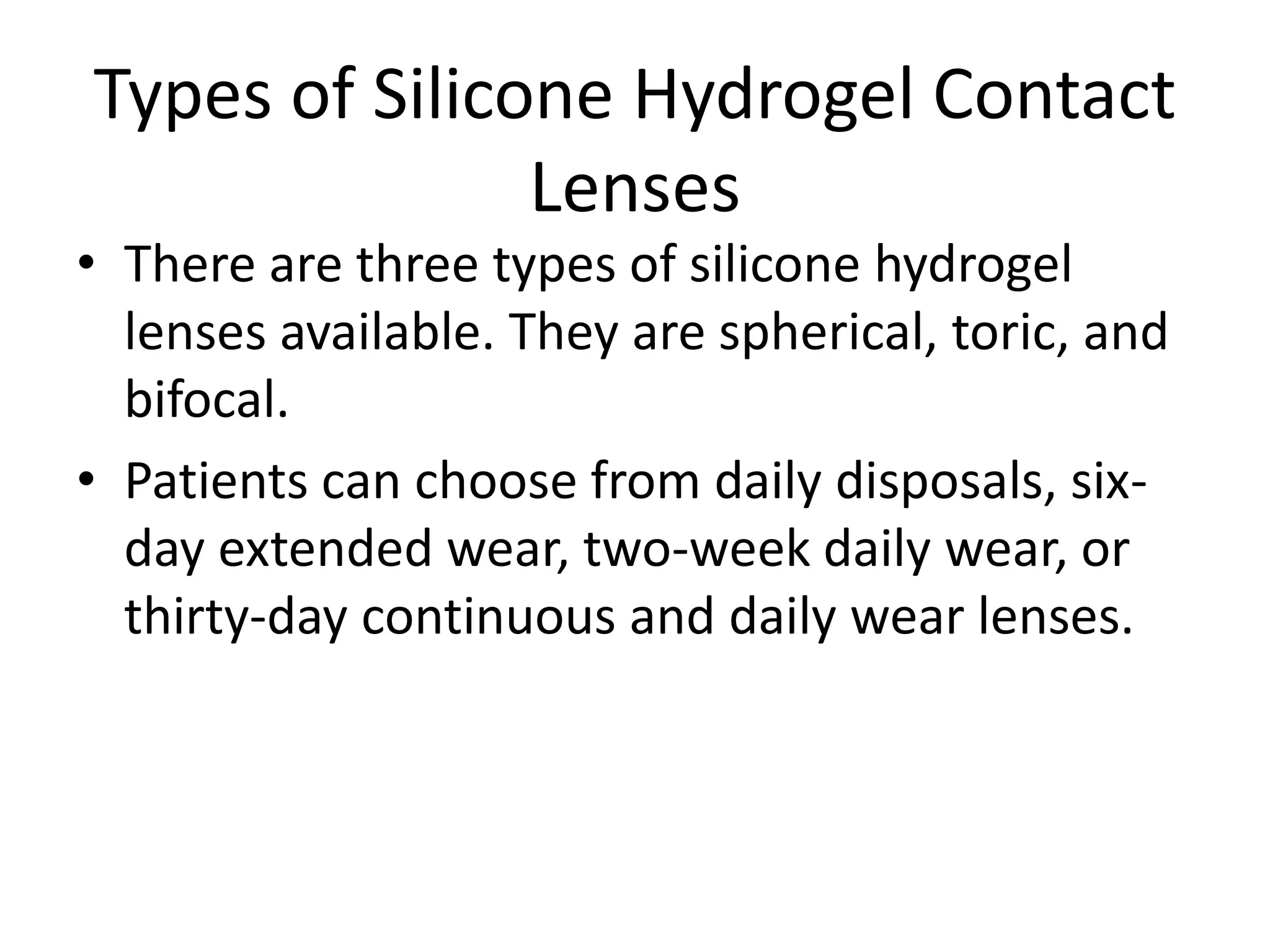 Silicone Hydrogel contact lens | PPTX