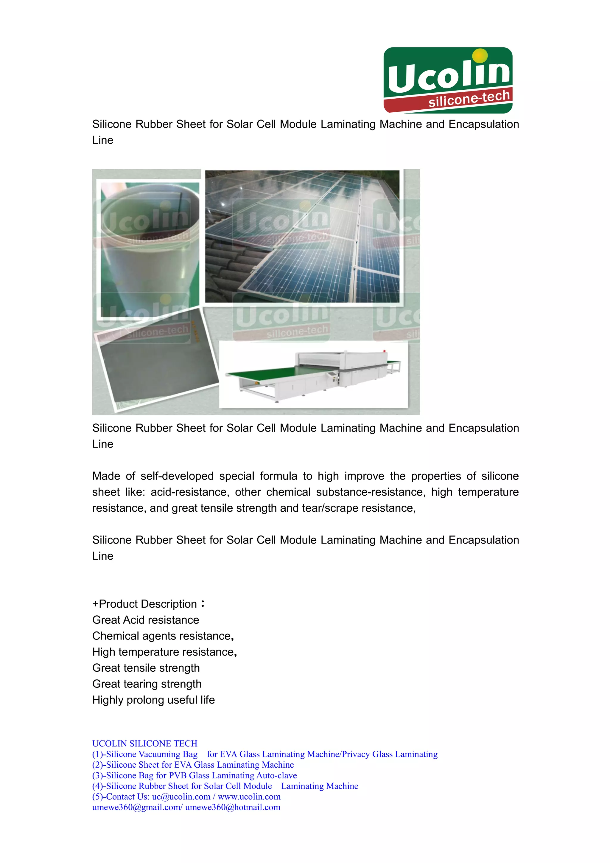 Silicone rubber sheet for solar cell module laminating machine and ...