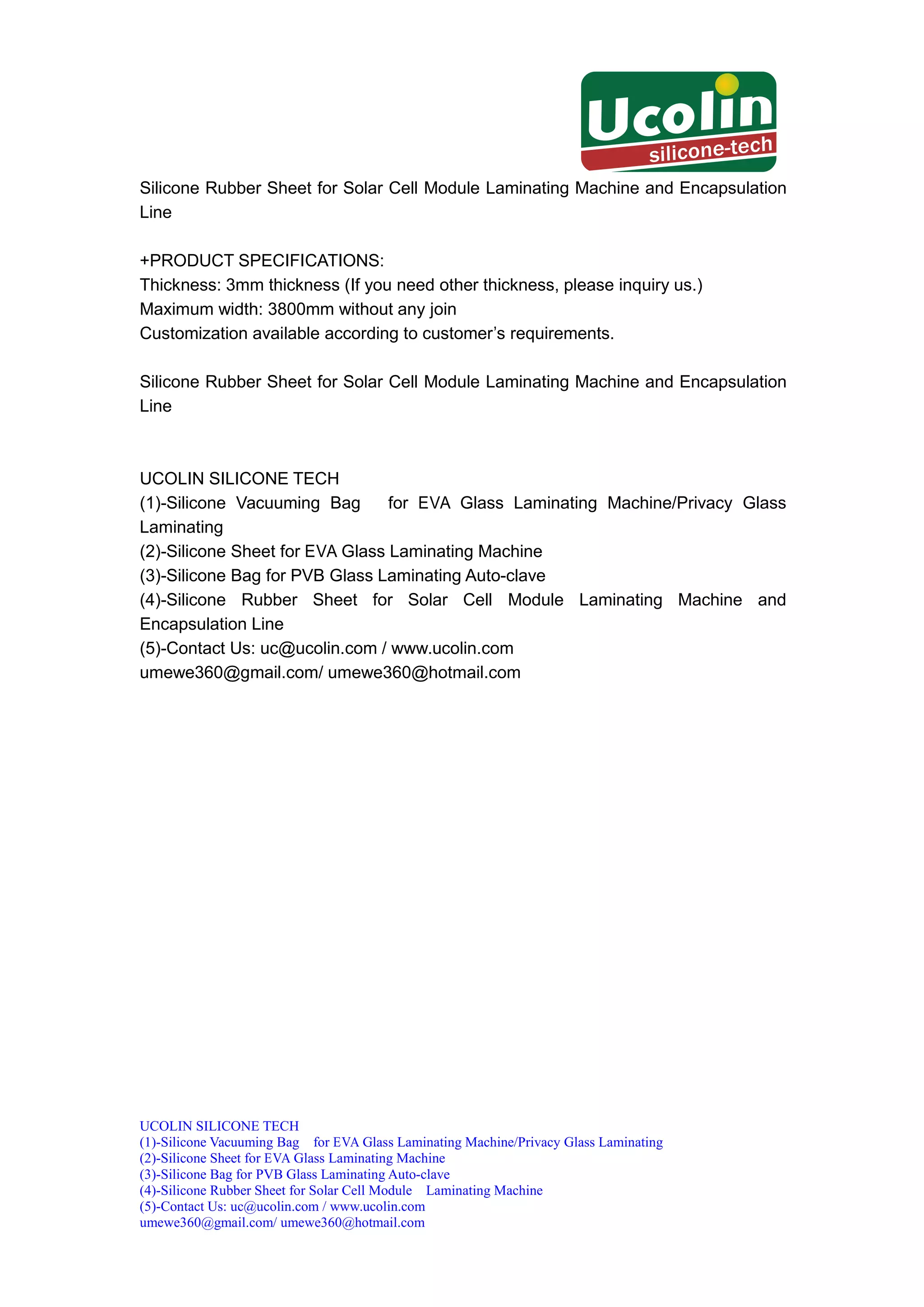 Silicone rubber sheet for solar cell module laminating machine and ...