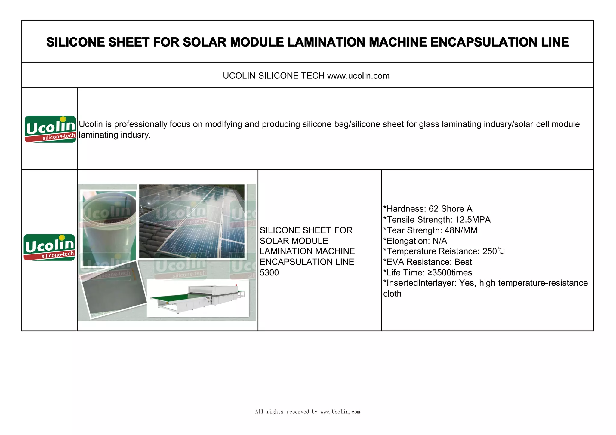 Silicone sheet for solar module lamination machine encapsulation line | PDF