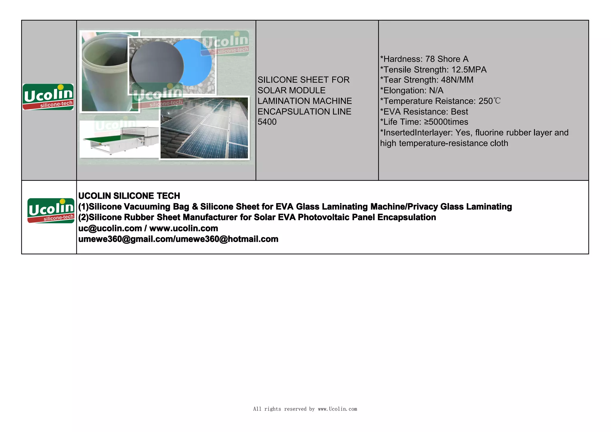 Silicone sheet for solar module lamination machine encapsulation line | PDF