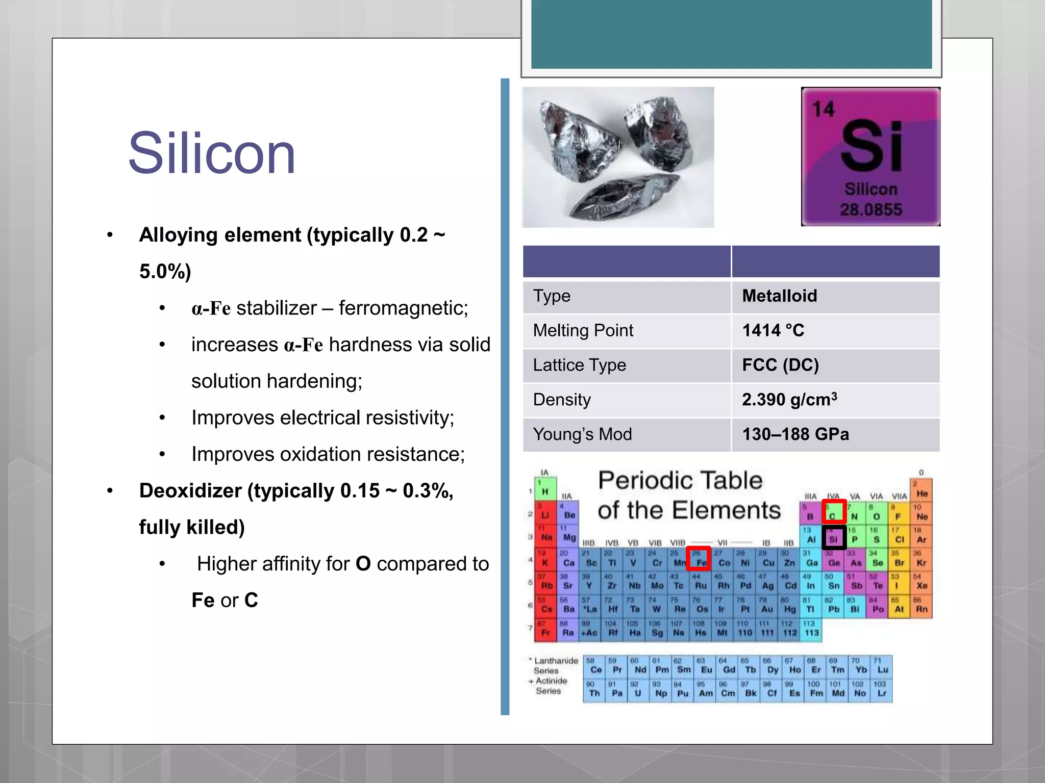 Silicon in Steels | PPTX
