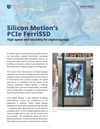 Silicon Motion's PCIe FerriSSD : High speed and reliability for digital signage | PDF