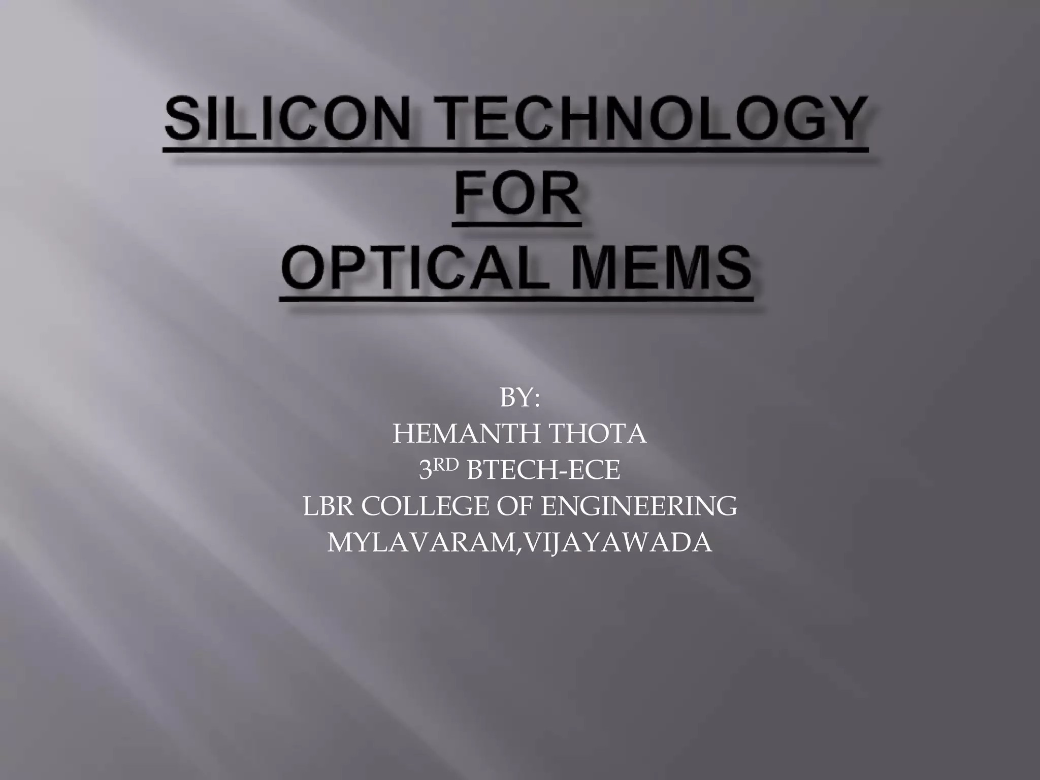 Silicon technology | PPTX