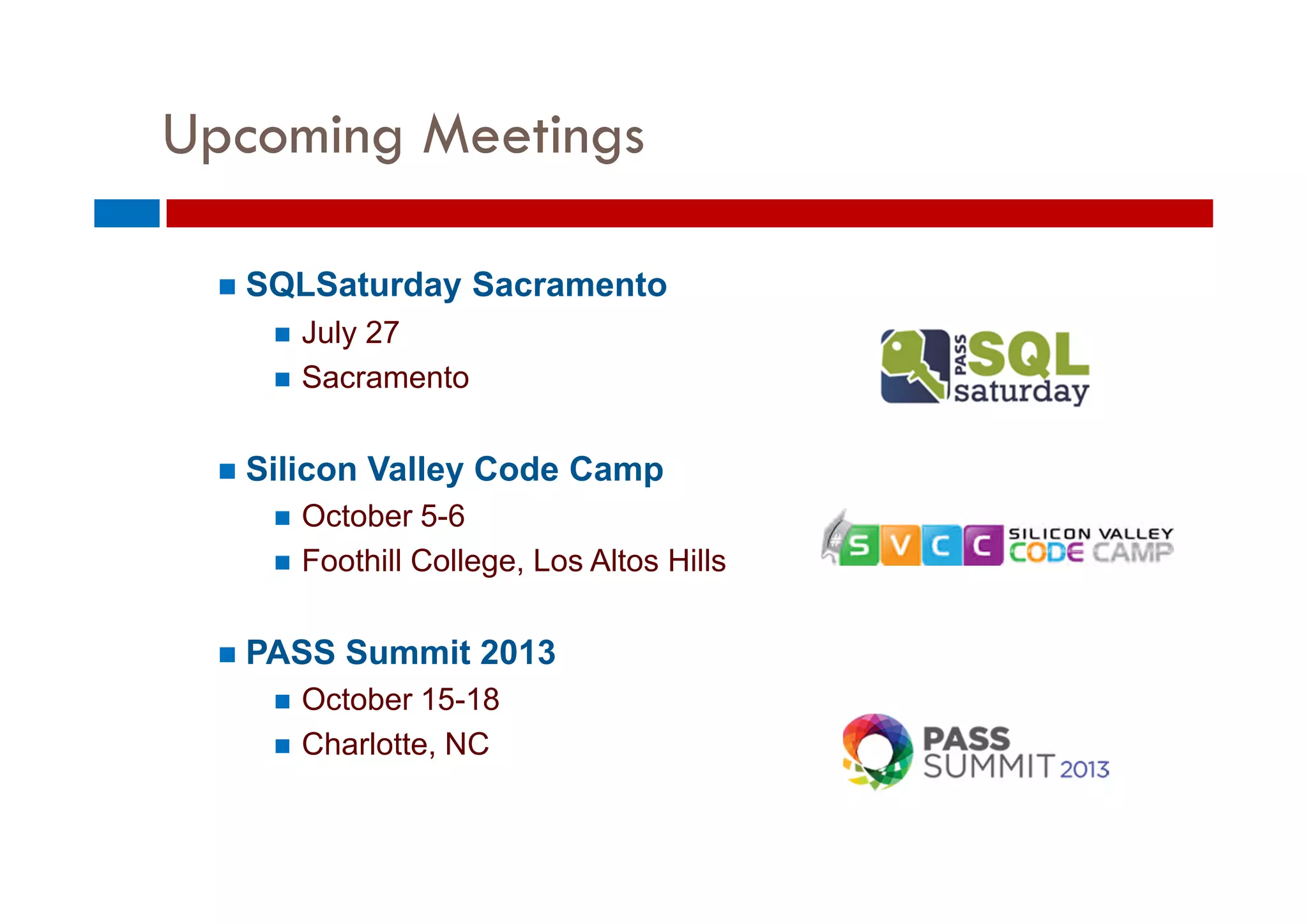 Silicon Valley SQL Server User Group June 2013 | PPT