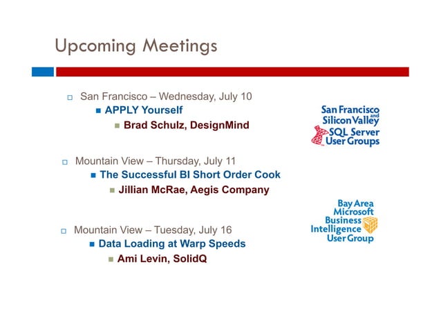 Silicon Valley SQL Server User Group June 2013 | PPT